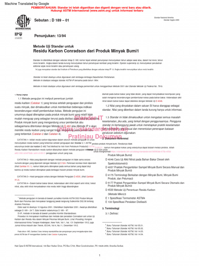 Astm D189 01 | PDF