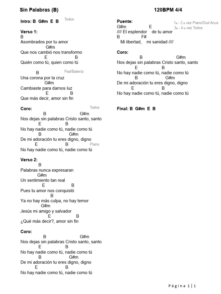 Sin Palabras - Seth Condrey (B) | PDF