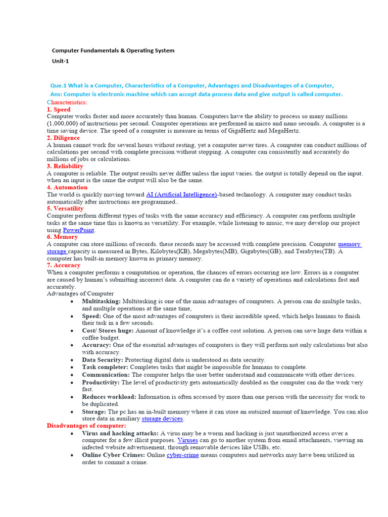 Computer Basics: Features, History & Uses | PDF | Microsoft Excel ...