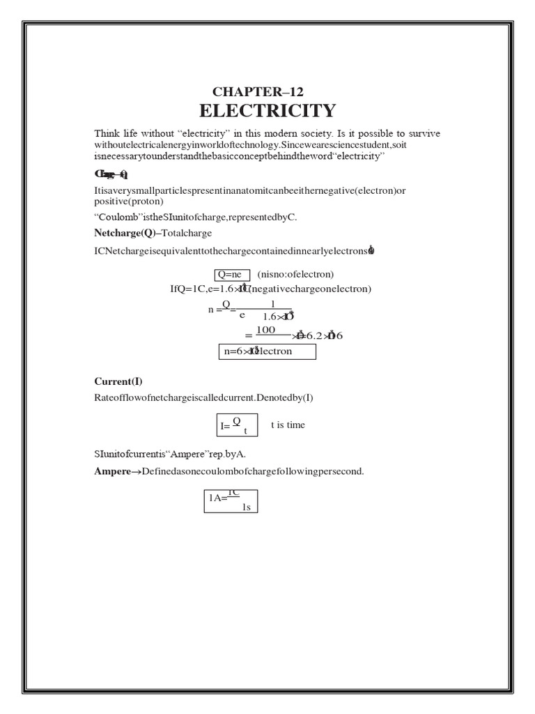 ELECTRICITY | PDF | Electrical Resistance And Conductance | Electric ...