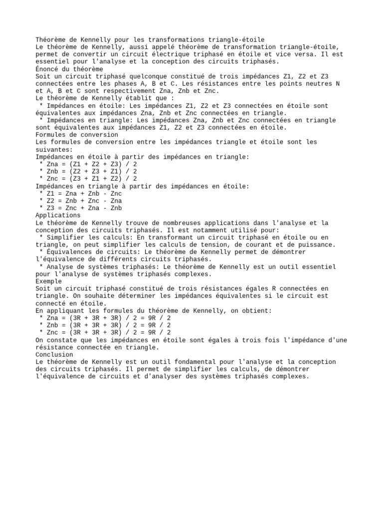 Théorème de Kennelly : Triangle-Étoile | PDF | Impédance (électricité ...