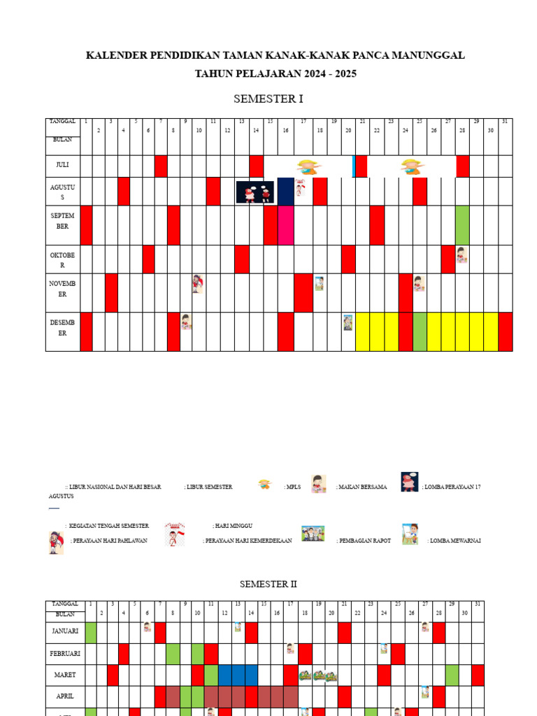 Kalender Pendidikan TK Panca Manunggal | PDF
