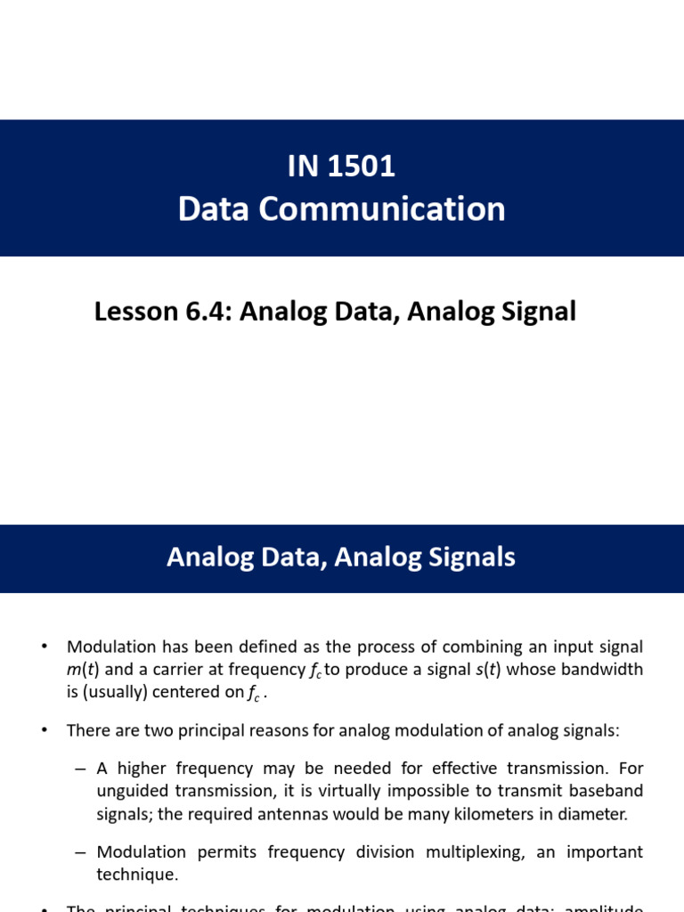 IN 1501 Analog Data Analog Signal | PDF | Modulation | Frequency Modulation