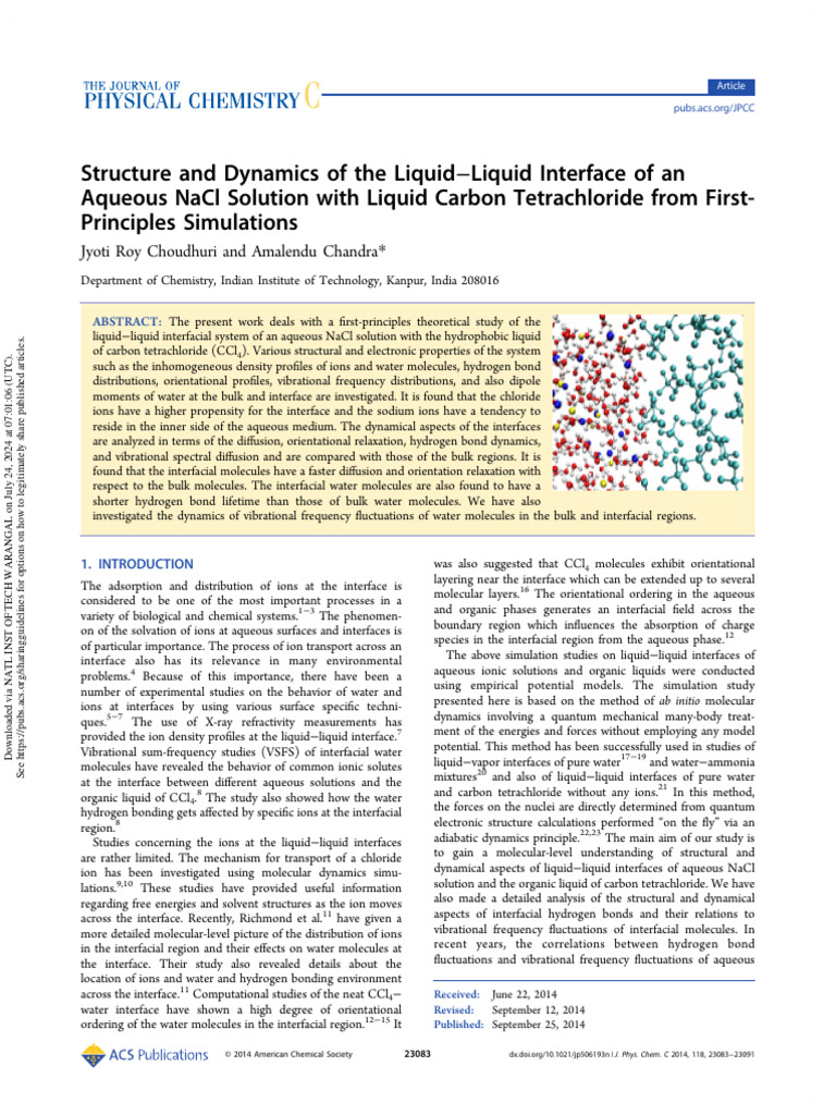 Choudhuri Chandra 2014 Structure and Dynamics of The Liquid Liquid ...