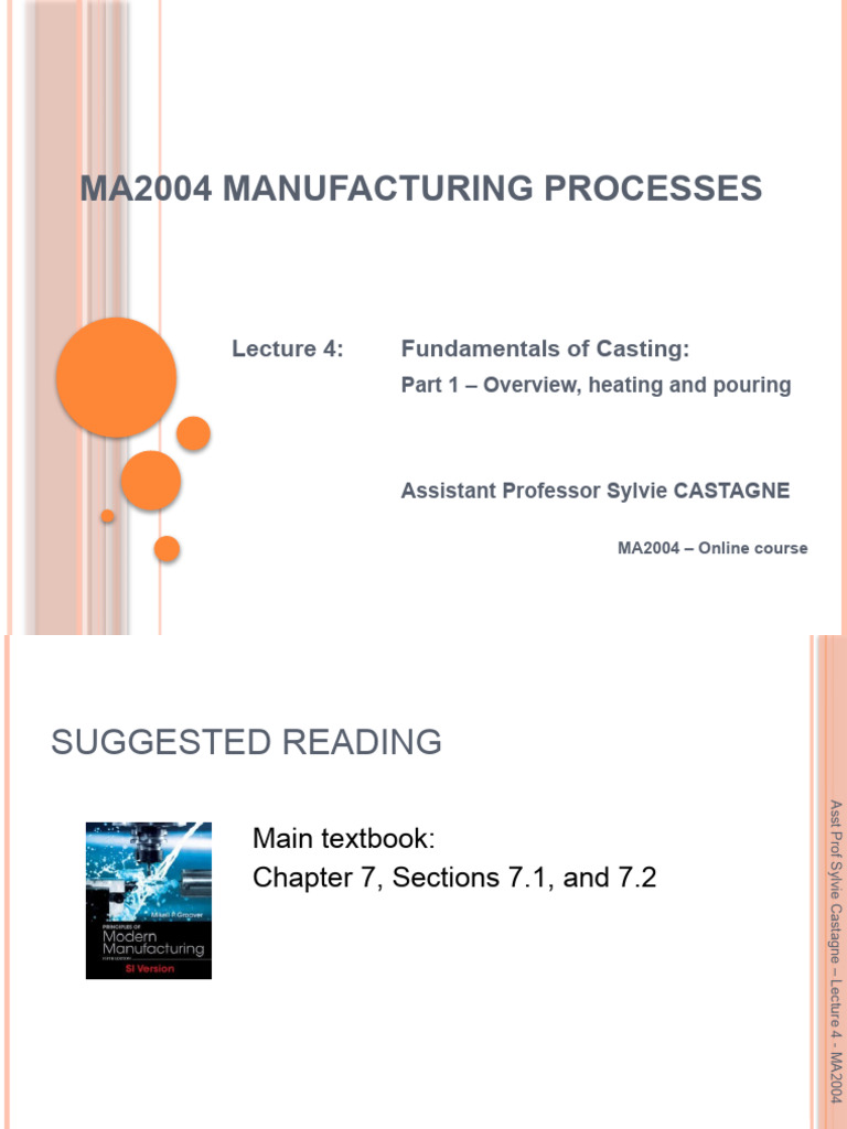 MA2004PTO-Lec4 Casting Part 1 | PDF | Process Engineering | Secondary ...