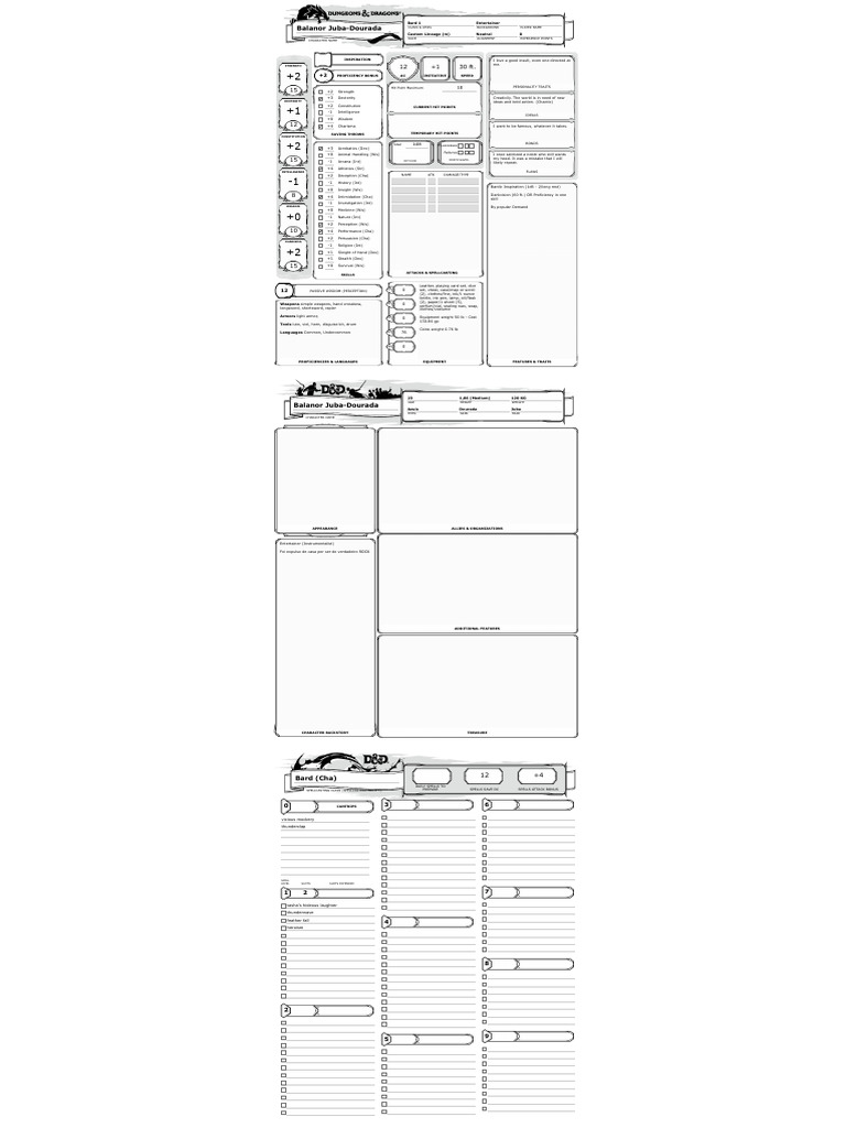 Character Sheet Dungeons & Dragons - D&D 5 | PDF | Dungeons & Dragons ...