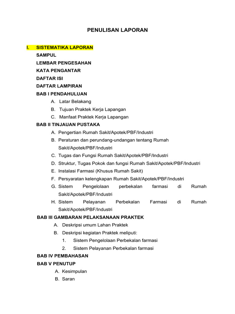 Format Laporan PKL Kefarmasian 2024 2 | PDF