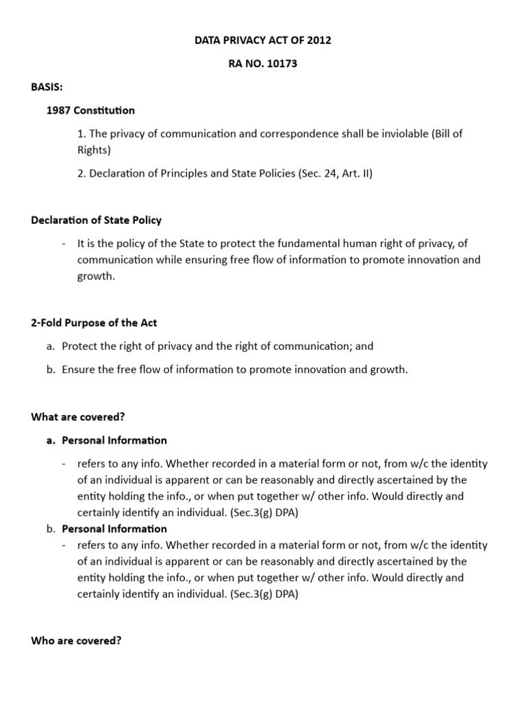 Data Privacy Act of 2012 | PDF | Privacy | Right To Privacy