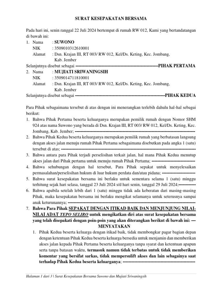 Surat Pernyataan Bersama - Wahyu Paling Terbaru Dan Terakhir | PDF