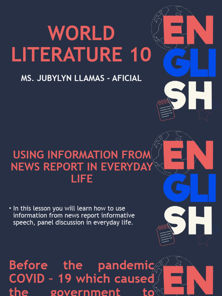 World Literature 10 Week 1 & 2 | PDF | News | News Media