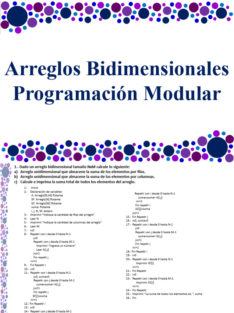 01 MDLP - Problema-Prog. Modular - Arreglos Uni y Bi | PDF | Métodos y materiales de enseñanza
