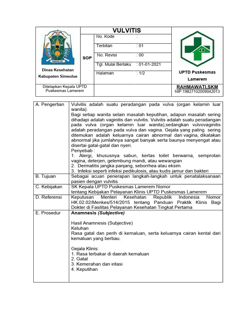 SOP Vulvitis | PDF | Sains & Matematika