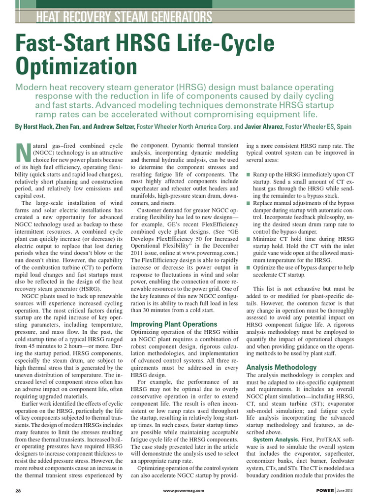 Fast Start HRSG Life Cycle - FosterWheeler | PDF | Mechanical ...