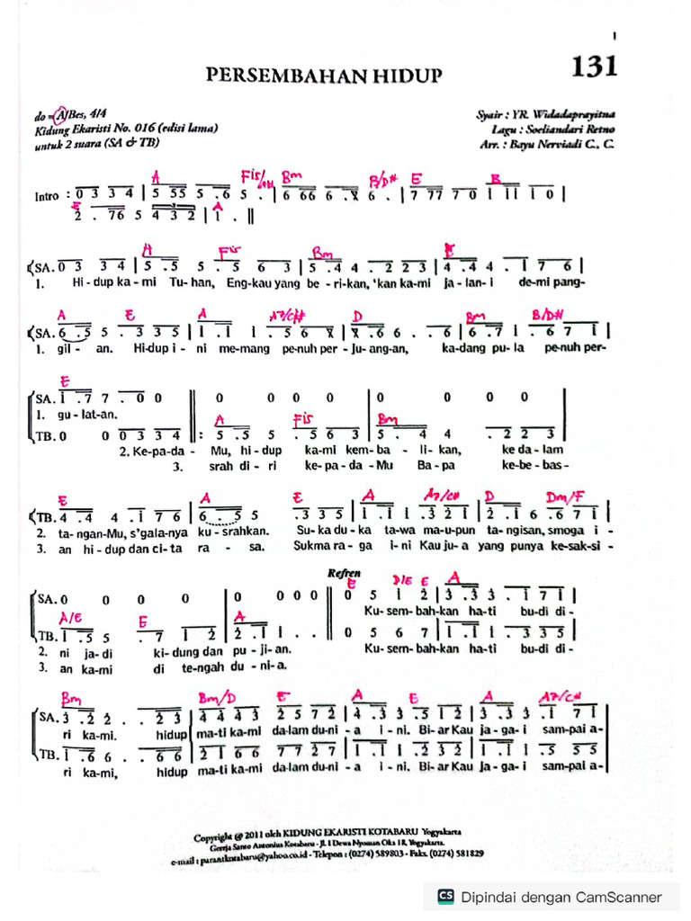 Persembahan Hidup Kidung Ekaristi Kotabaru 131 Pdf