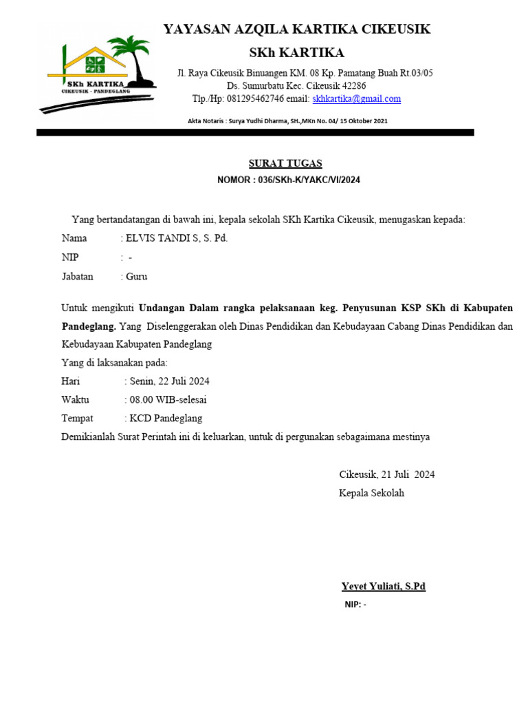 Surat Tugas KSP | PDF