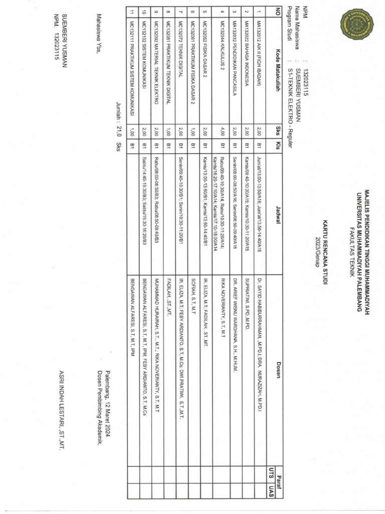 Jadwal Kuliah Pdf