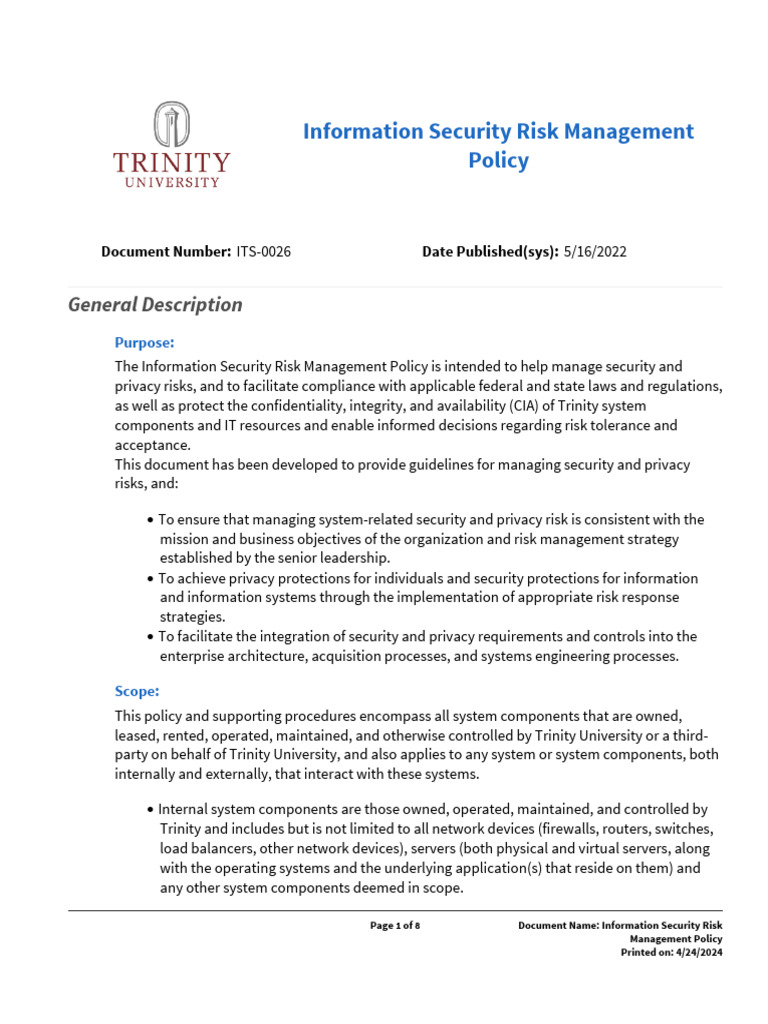 Risk Policy | PDF | Information Security | Risk Management