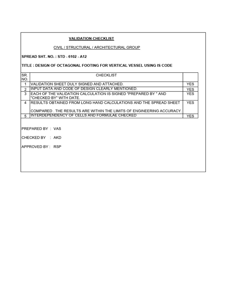 Validation Checklist | PDF | Bending | Structural Load