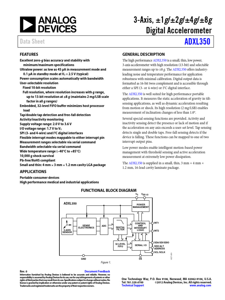 Digital Accelerometer Specs | PDF | Accelerometer | Computer Engineering