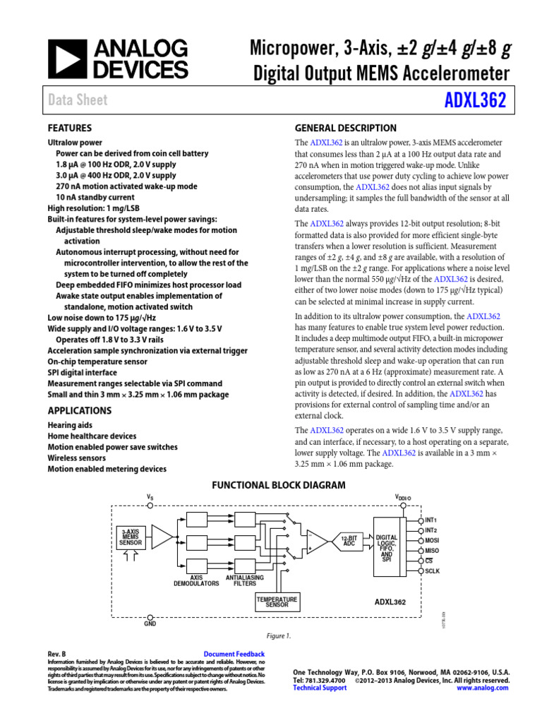 ADXL362 | PDF | Computer Engineering | Electrical Engineering
