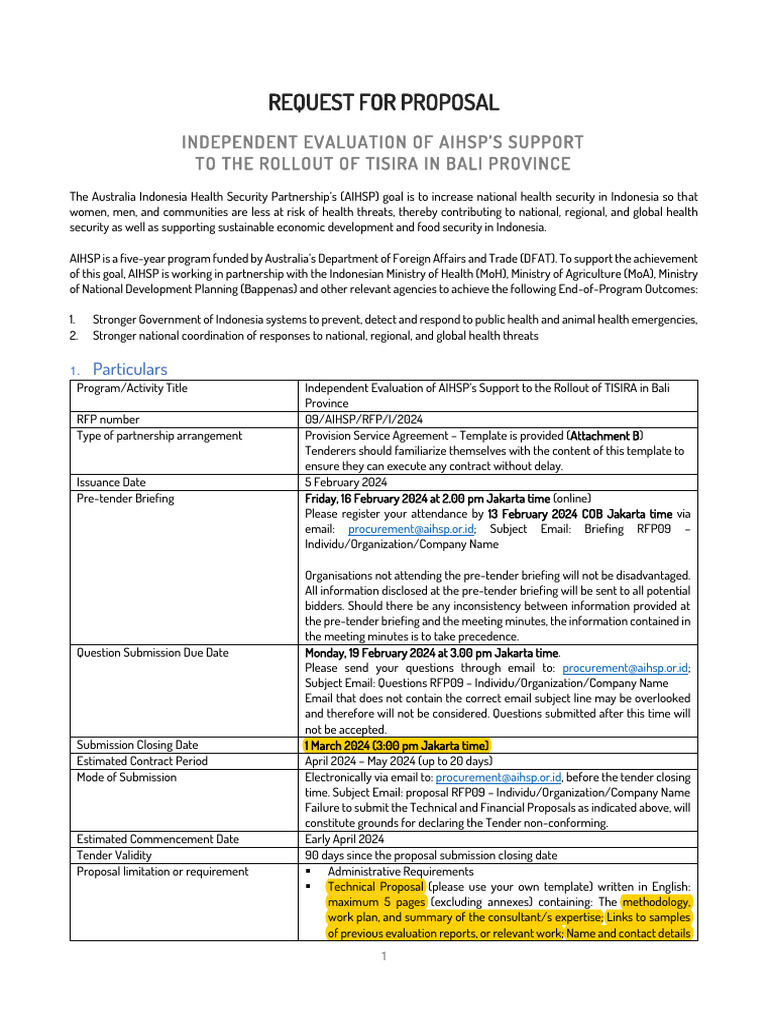 RFP09 TISIRA Independent Evaluation FIN Bundled V1 | PDF | Evaluation | Request For Proposal