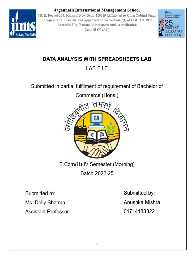Anushka Mishra DA Lab File | PDF | Microsoft Excel | Spreadsheet