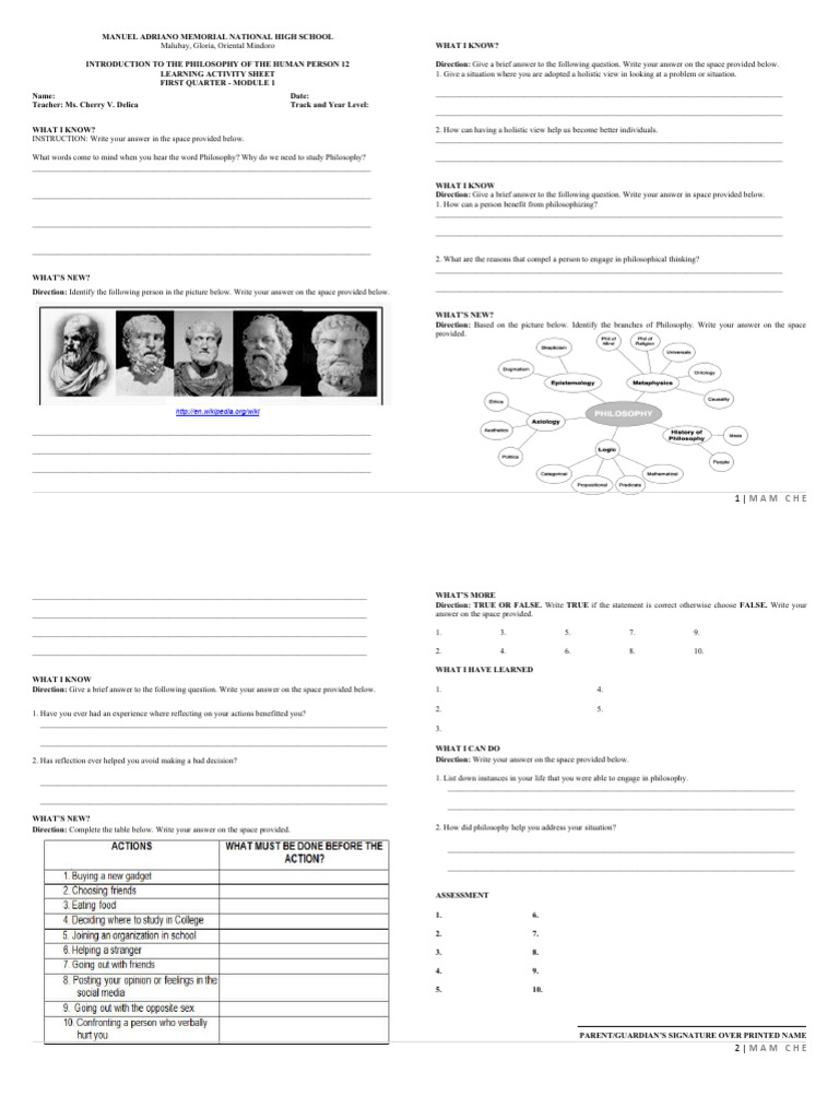 12 Iphp - Activity Sheet | PDF | Space | Truth