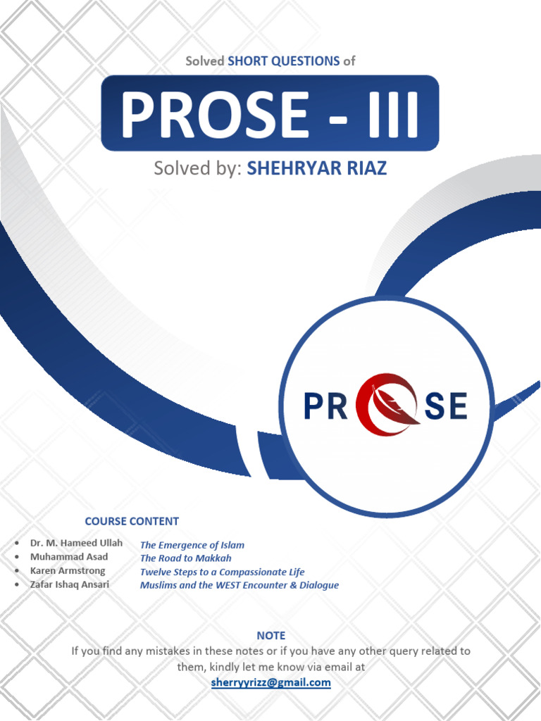 Prose 3 - Solved Short Questions | PDF | Hadith | Muhammad