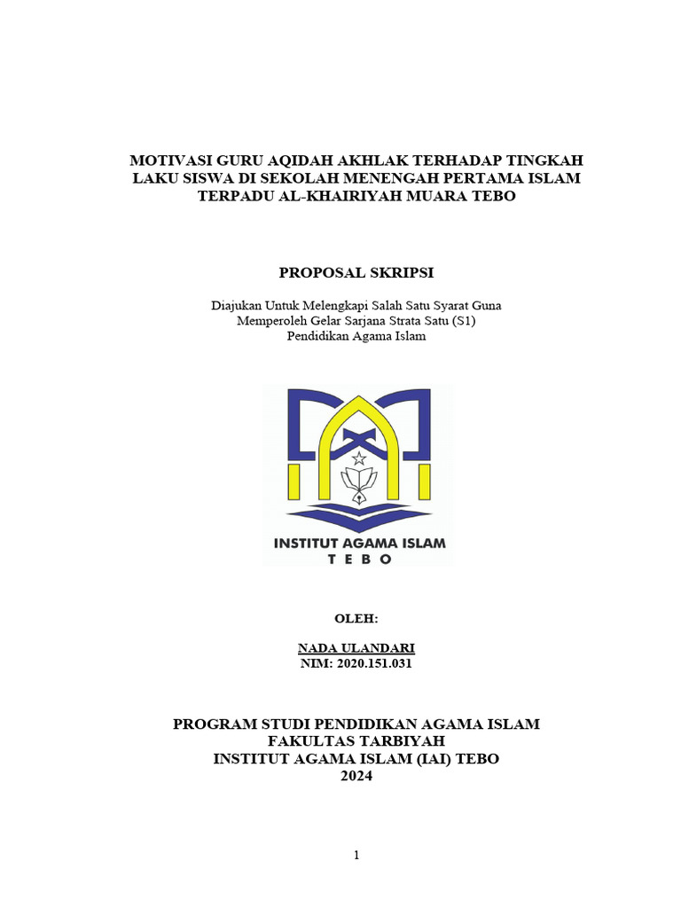 Proposal Skripsi Nada | PDF | Karier & Perkembangan | Kesehatan Holistik