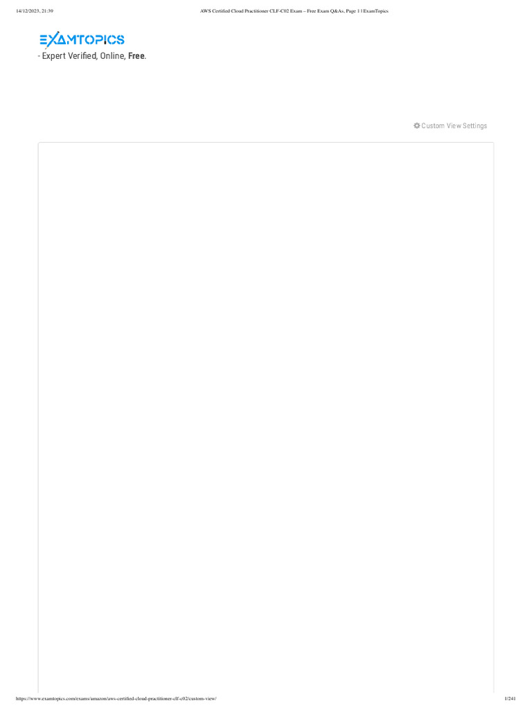 Aws Certified Cloud Practitioner Clf C02 Examtopics Pdf Amazon Web
