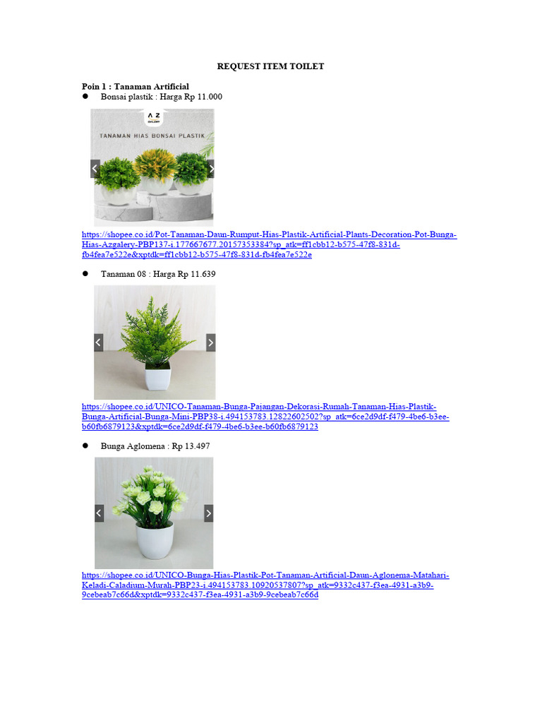 Request Item Toilet | PDF