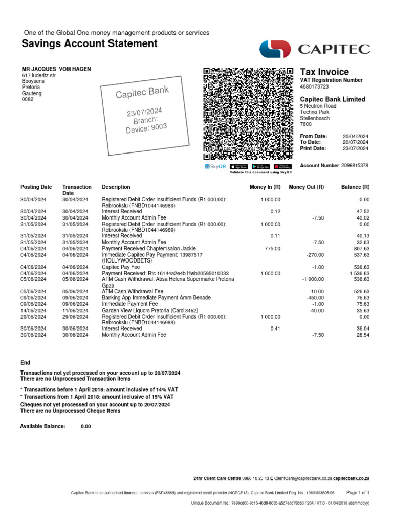 Account Statement 20-Apr-2024 To 20-Jul-2024 | PDF | Debit Card | Payments
