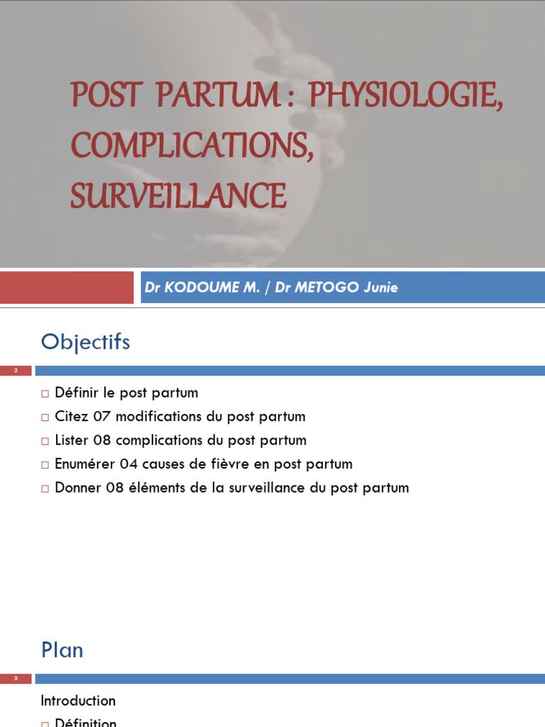 Modifications Et Complications Du Post Partum M1 | PDF | Post-partum ...