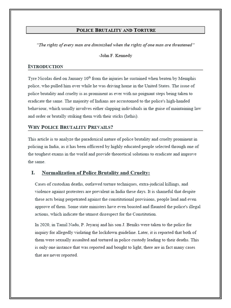 Police Brutality and Cruelty & Possible Solution | PDF | Police ...