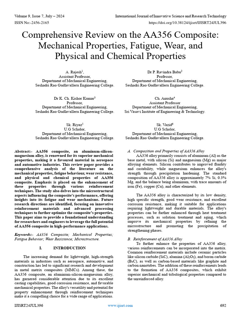 Comprehensive Review On The AA356 Composite: Mechanical Properties ...