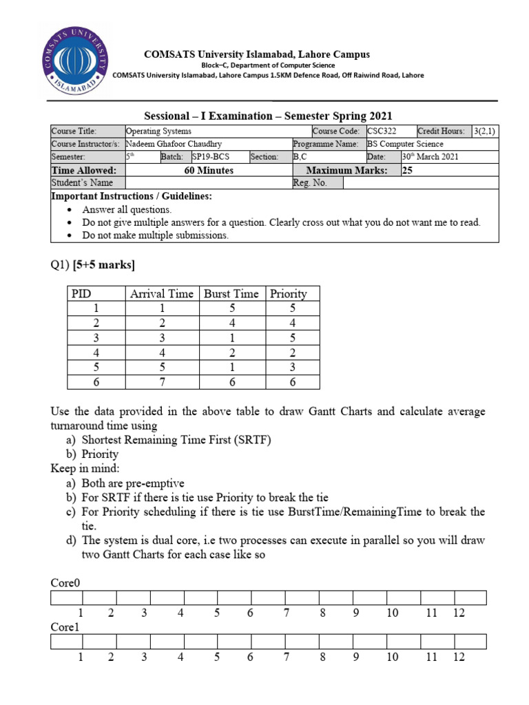 Operating System Cpe343 Sessional 1 | PDF | Software Engineering ...