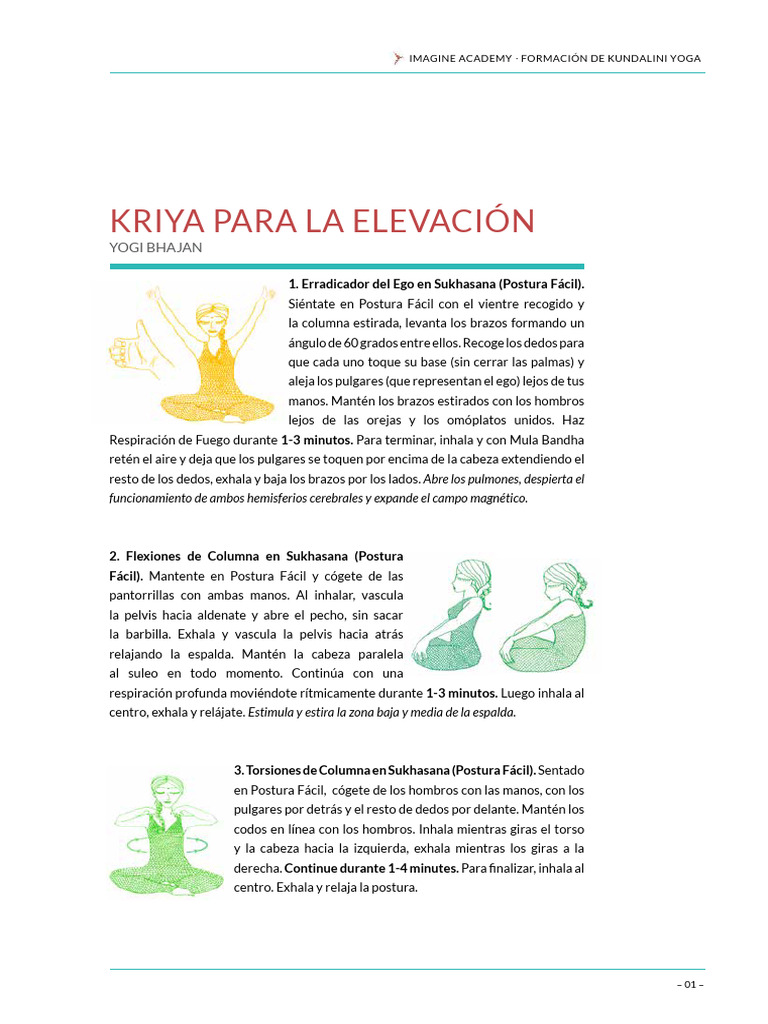 Kriya Para La Elevación Kundalini Yoga Pdf Yoga Respiración
