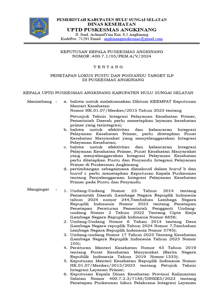 SK Penetapan Lokus Pustu Ilp | PDF