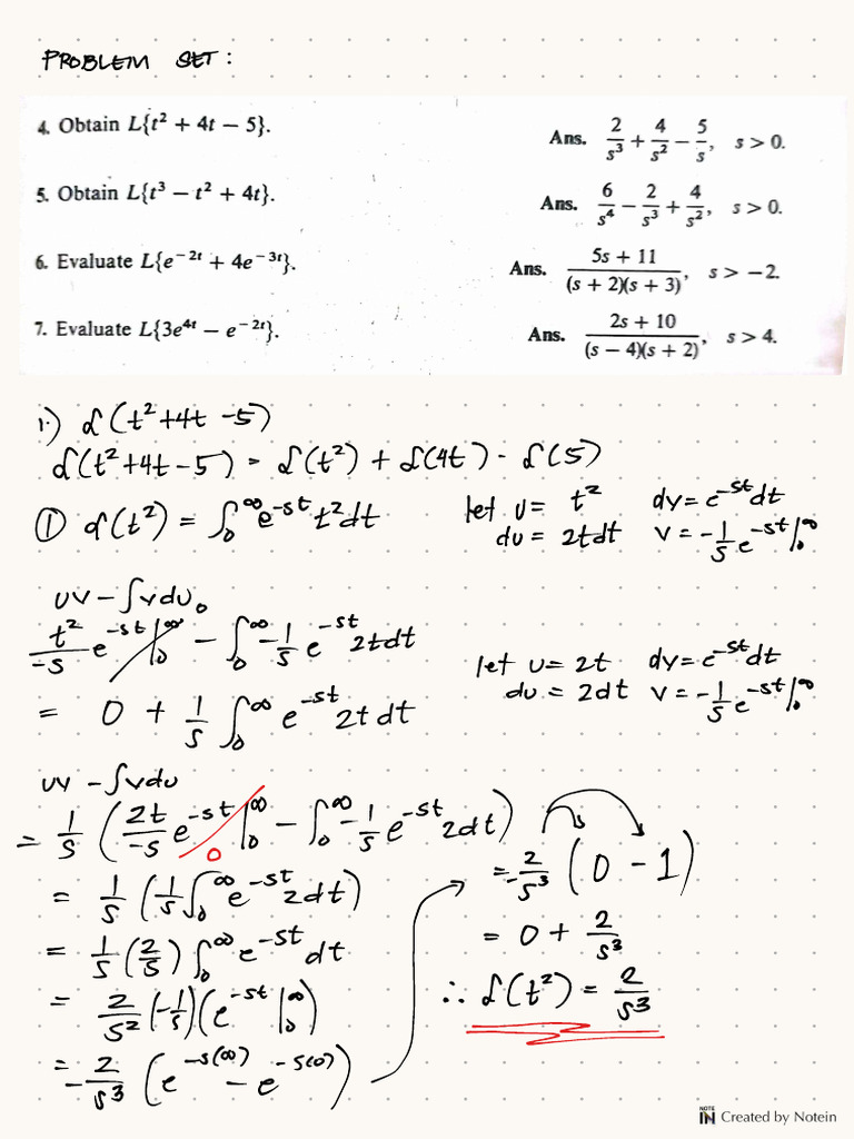 Laplace Transform PROB. SET | PDF