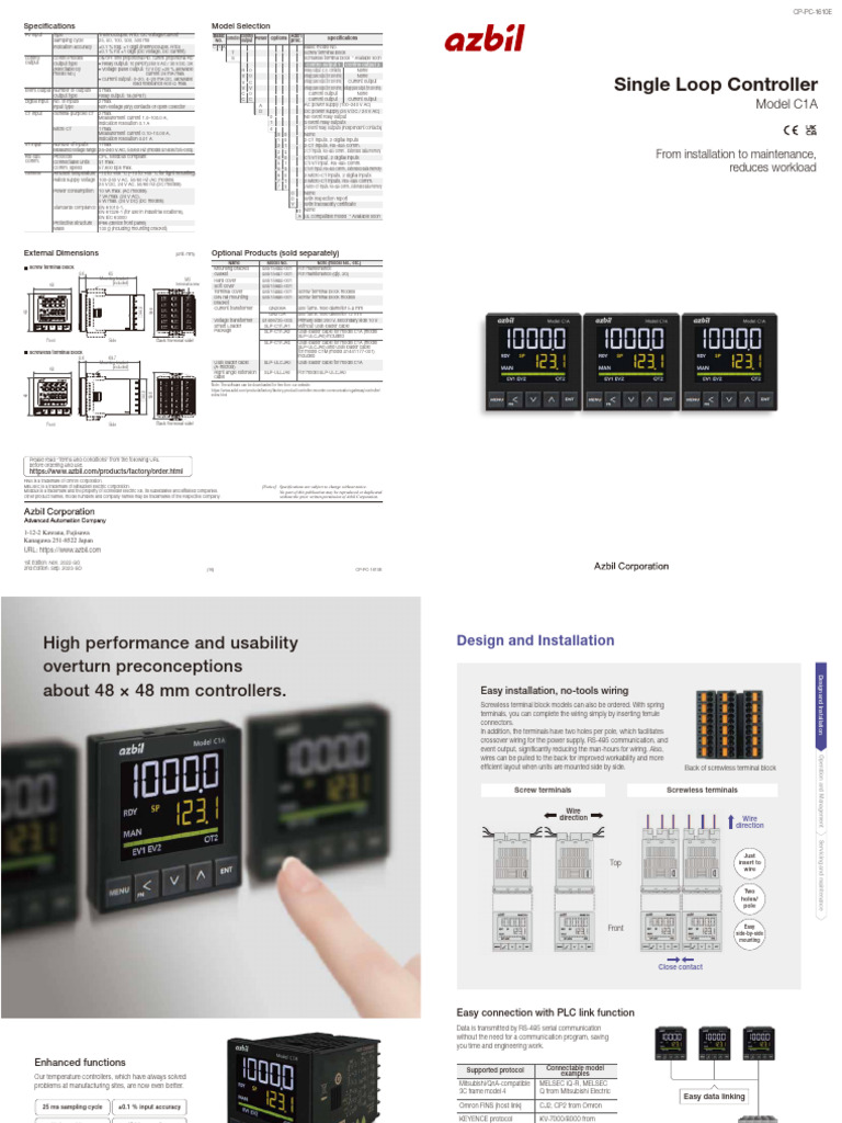 Cp-Pc-1610e-02 Azbil Controller Temp | PDF | Relay | Power Supply