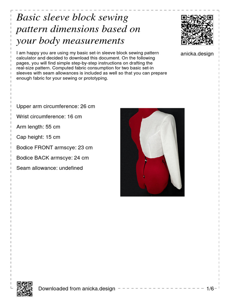 Basic Sleeve Block Pattern Anicka Design | PDF | Lifestyle