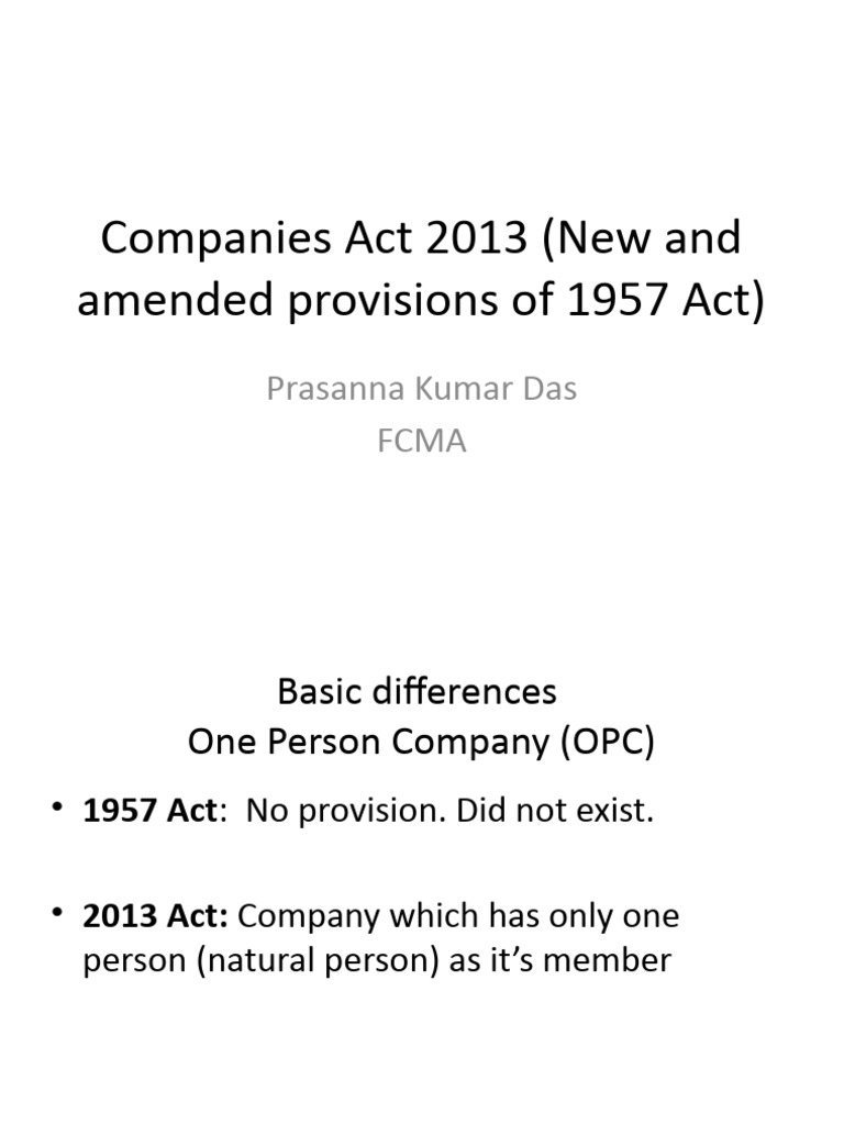 Companies Act 2013 vs 1957 Summary | PDF | Liquidation | Limited Company