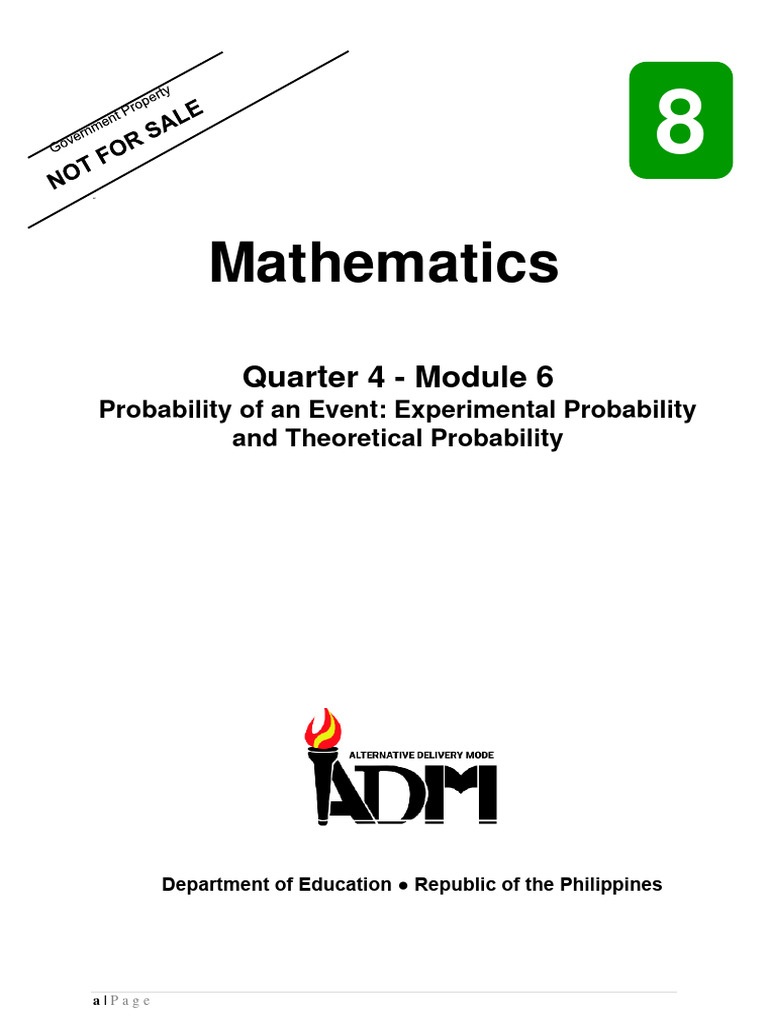Mathematics8 q4 Mod6 ProbabilityOfAnEvent v4 | PDF | Probability | Experiment