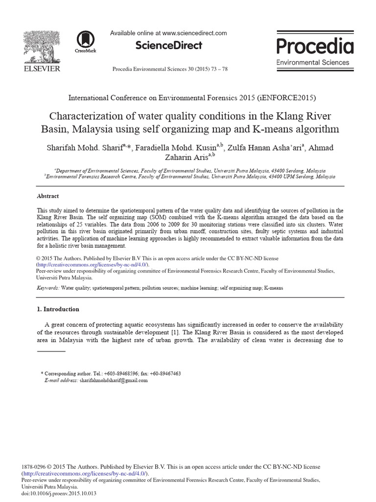 Characterization of Water Quality Conditions in The Klang - 2015 - Procedia Envi | PDF | Water ...