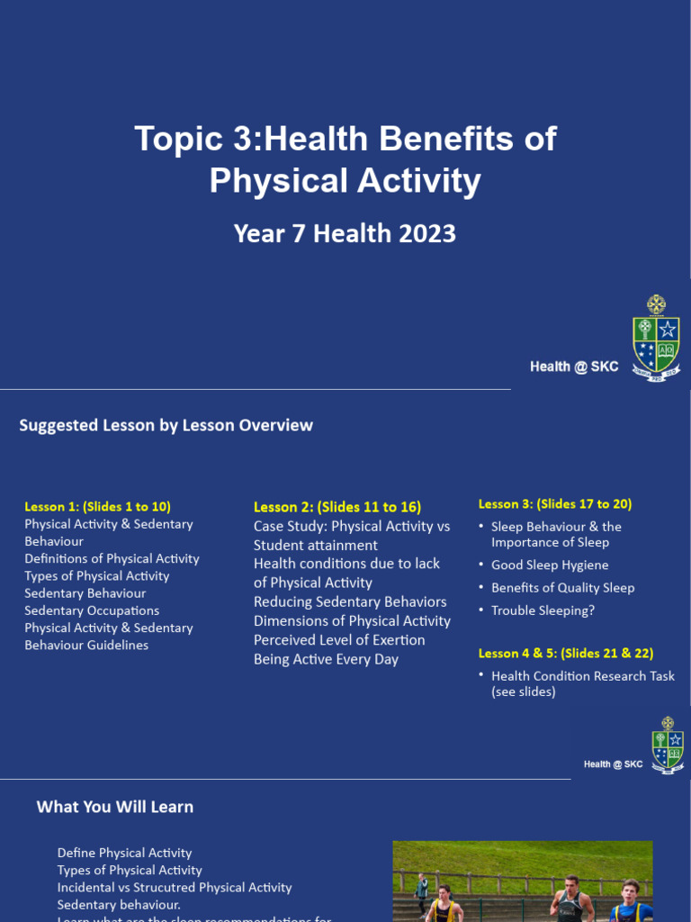 Year 7 - Topic 4. Health Benefits of Physical Activity | PDF | Sleep ...