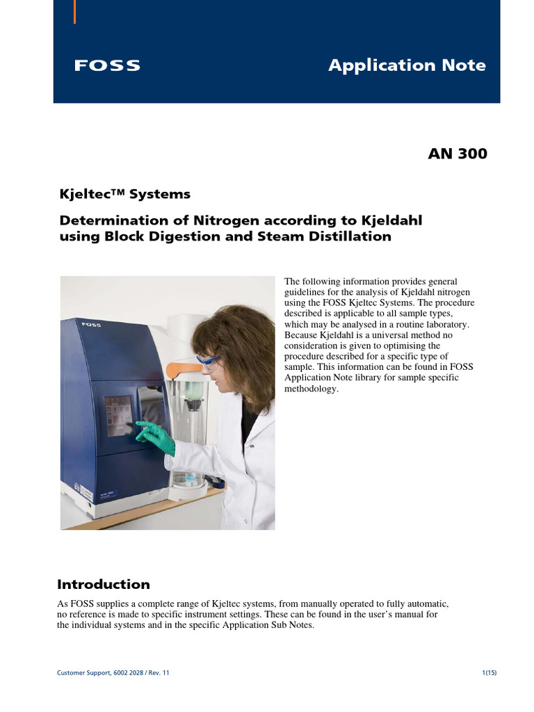 AN 0300 Nitrogen According To Kjeldahl Using Block Digestion and Steam ...