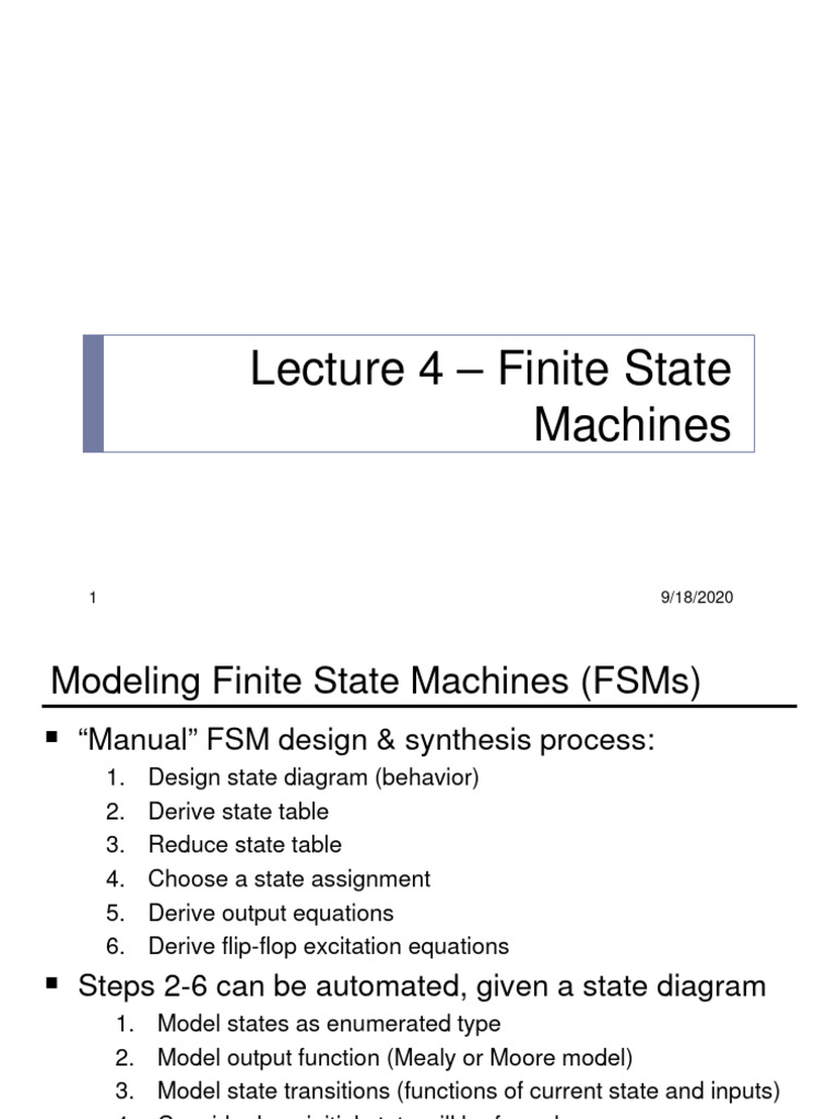 Lecture 4 FSM | PDF | Applied Mathematics | Electronics