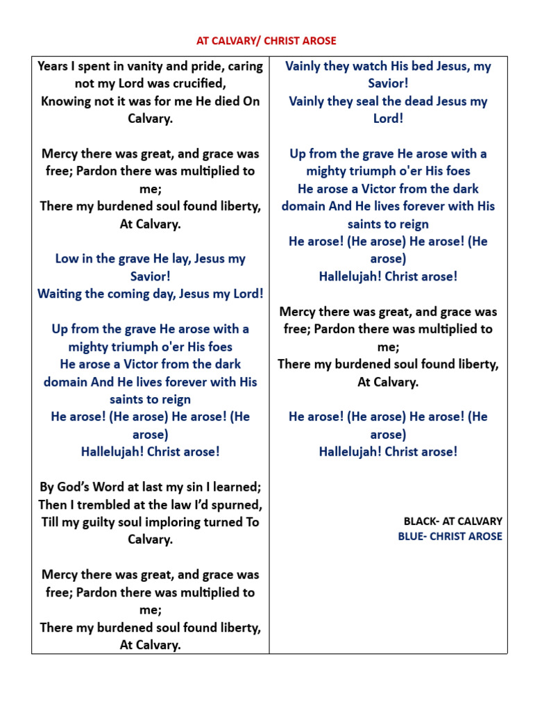 At Calvary, Christ Arose | PDF