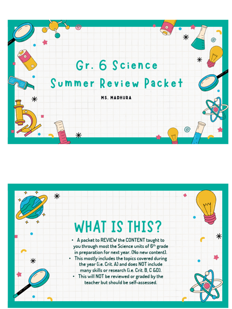 Grade 6 Science Summer Packet | PDF | Science | Heat