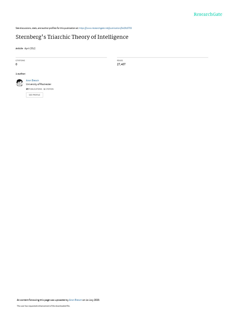 R Sternberg S Triarchic Theory Of Intellig Pdf Intelligence